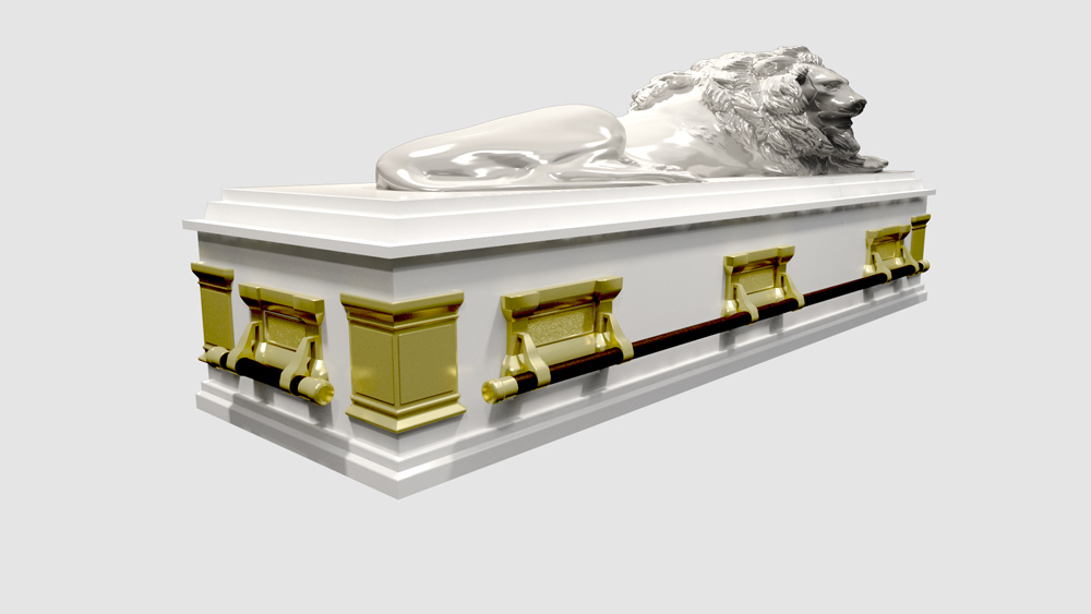 Royal Classic Casket (Sculpture) - White - Bafokeng Royal Caskets & Coffins
