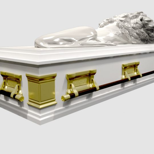 Royal Classic Casket (Sculpture) - White - Bafokeng Royal Caskets & Coffins
